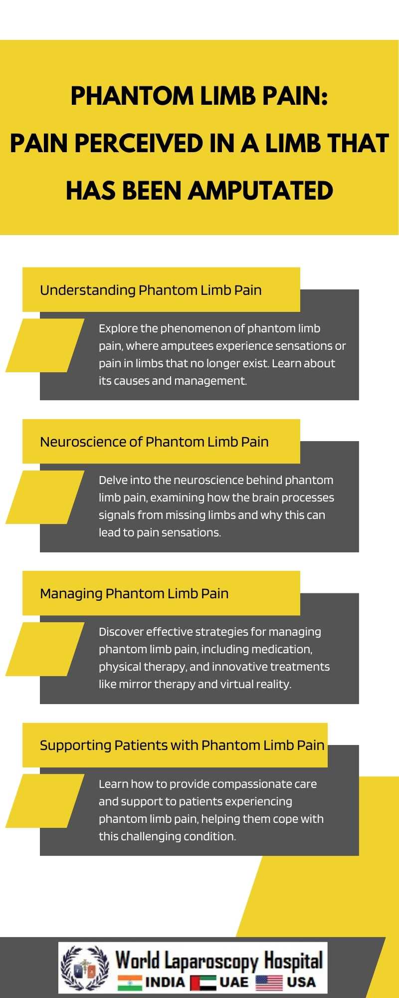 Phantom limb pain: Pain perceived in a limb that has been amputated